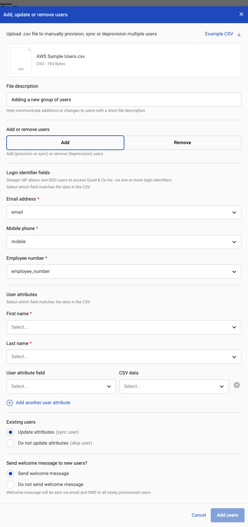 CSV Manual Bulk Upload User Provisioning, Syncing and Deprovisioning – Simpplr One