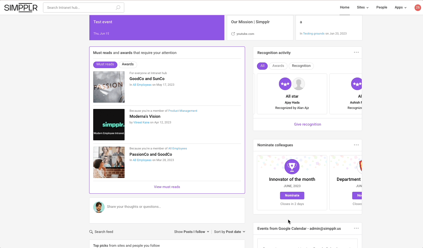 How to use the Simpplr Recognition Suite – Simpplr One