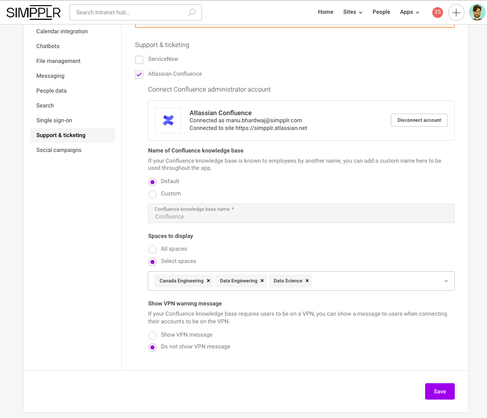 Atlassian Confluence Integration with Simpplr – Simpplr One