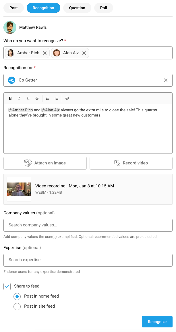How to use the Simpplr Recognition Suite – Simpplr One