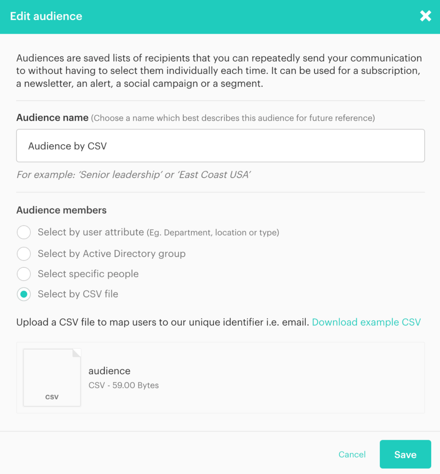 Add audiences with CSV files – Simpplr One