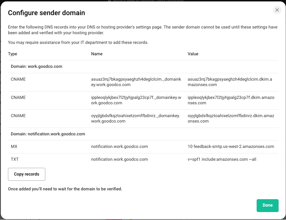 App Management: Email setup – Simpplr One