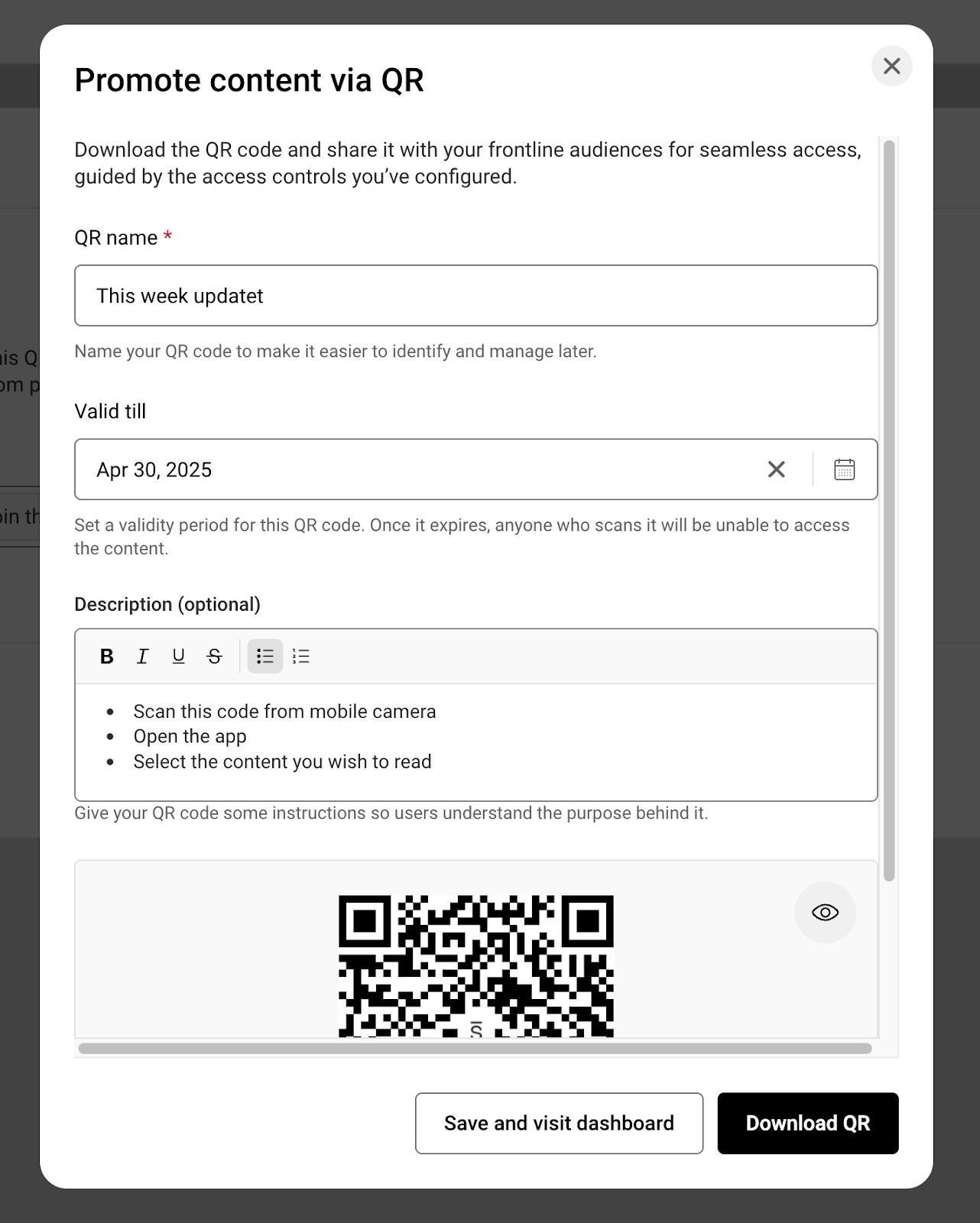 Mobile: Content and mobile app promotion via QR codes – Simpplr One