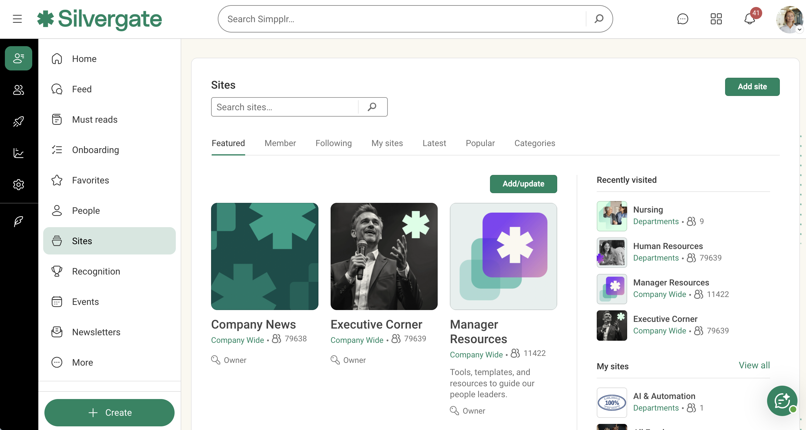 App Management: How do I feature a site? – Simpplr One