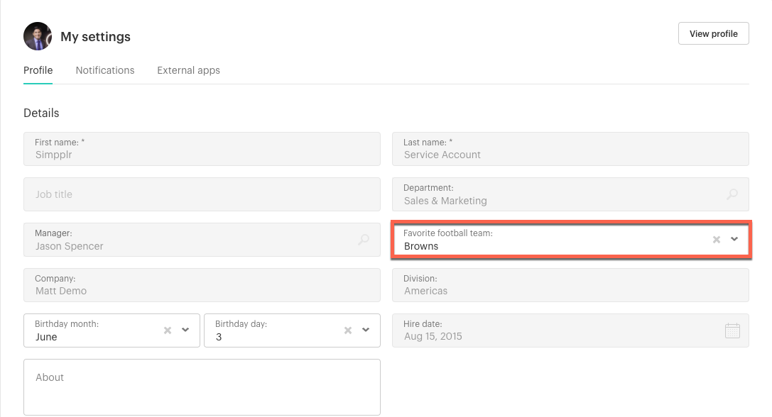App Management: Custom User Fields – Simpplr One